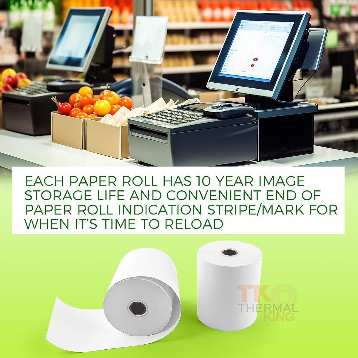 TK Thermal King, 3-1/8" x 230' Point-of-Sale Thermal Paper Rolls fits Station POS System (10 Rolls)