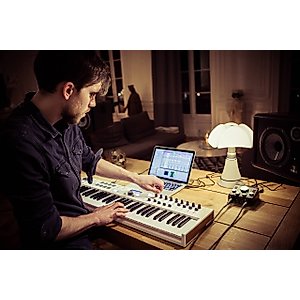 Arturia KeyLab Essential 49 - 49 Key USB MIDI Keyboard Controller with Velocity Sensitive Synth Action Keys, 8 Drum Pads, 9 Faders, 9 Knobs and Analog Lab V Software Included