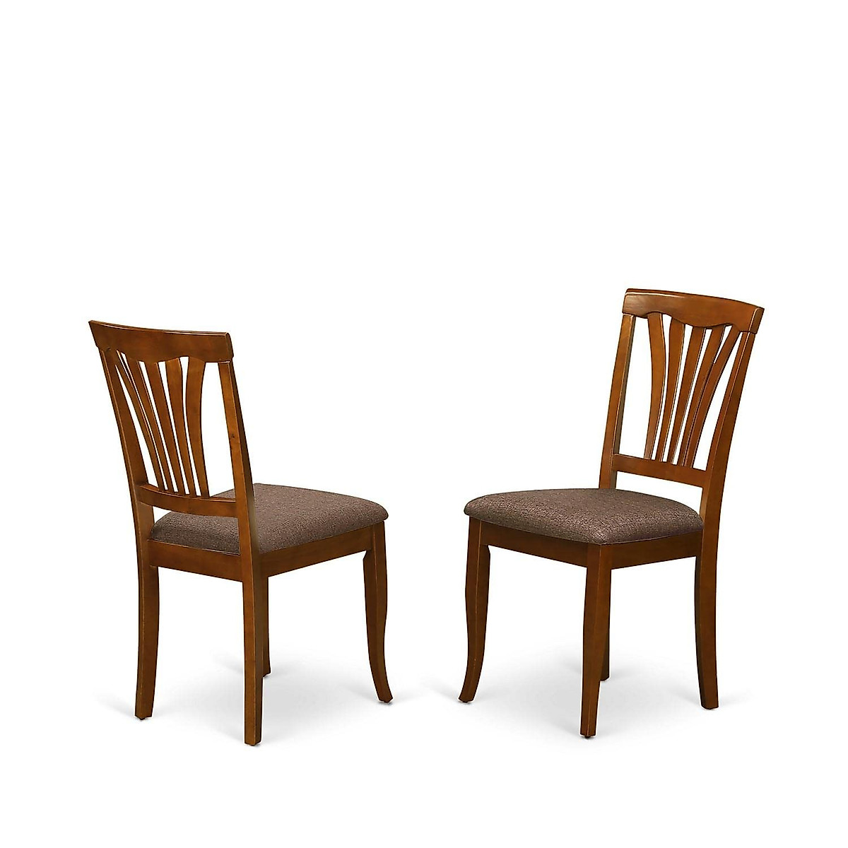 East West Furniture DLAV5-SBR-C 5 Piece Dinette Set for 4 Includes a Round Dining Table with Dropleaf and 4 Linen Fabric Dining Room Chairs, 42x42 Inch, Saddle Brown