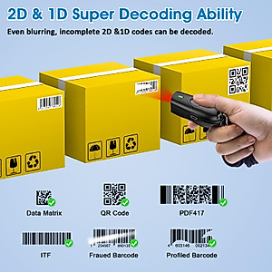 Symcode Small Portable 2D QR Barcode Scanner for Inventory,3-in-1 Bluetooth & USB Wired & 2.4G Wireless Barcode Reader,Connect Smart Phone, Tablet, PC Bar Code Scanning,Work with Windows, Mac,iOS