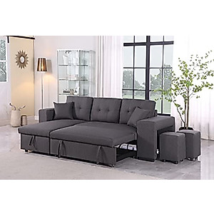 Devion Furniture Alexis Sofabed, 95" W x 53" D x 35H, Dark Gray