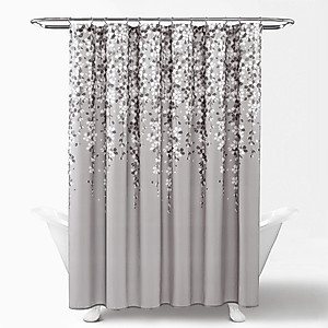 Lush Decor Weeping Flower Shower Curtain, 72" x72", Gray