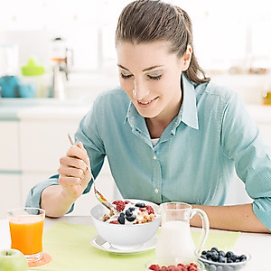 ALLUSEIT Cereal Bowls 40oz, Bone Porcelain Soup Bowl Set of 4, Large Ceramic Bowl for Kitchen, Versatile Serving for Salad Oatmeal Rice etc. Dishwasher & Microwave Safe, White Φ7inch