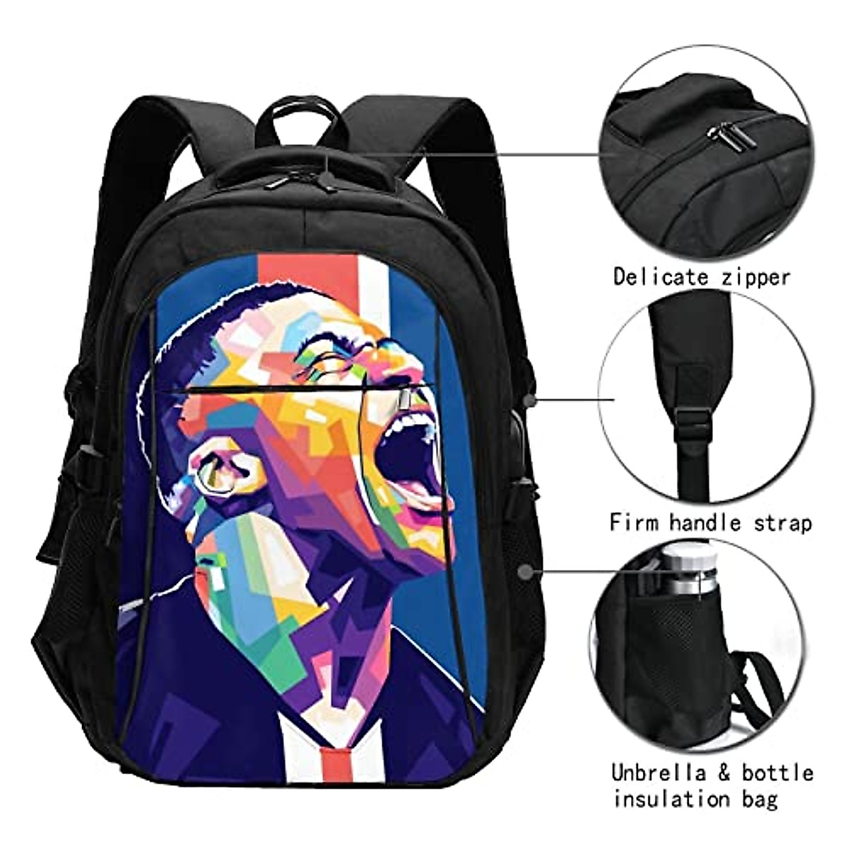 Luja Dling #7 Mbappe 2023 Adult Backpacks Bag Laptop Bag Bookbag Usb Backpack 17 Inch For Daily