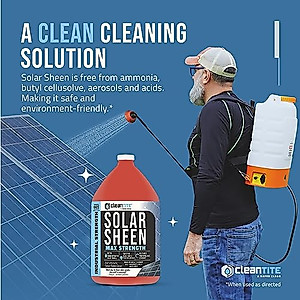Cleantite Solar Panel Cleaner, Solar Sheen Max 1 Gallon (Makes 665 Gallons) and 2 Gallon Battery Powered Sprayer HD2000-S
