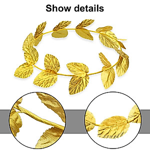 meekoo 3 Pieces Laurel Wreath Crown Roman Leaf Headband Gold Greek Headpiece Goddess Toga Costume Decor for Women Men Halloween Headdress Party Decoration