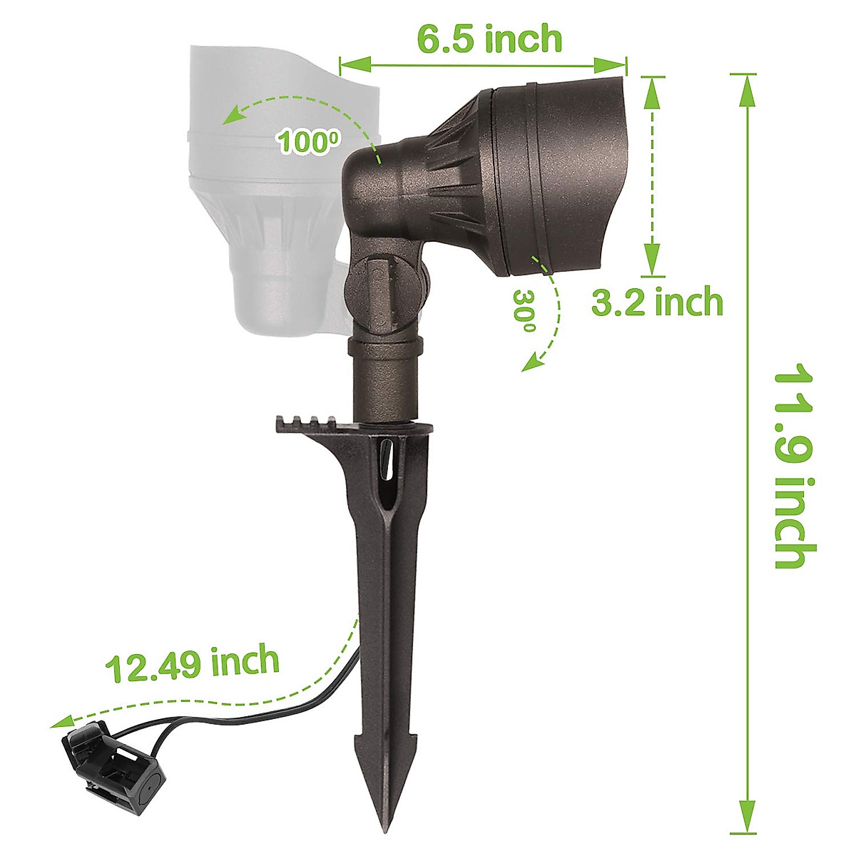 hykolity Low Voltage LED Landscape Spotlight, 10W 390LM 12V Wired for Outdoor Yard Lawn, Die-cast Aluminum Construction, 50-Watt Equivalent 15-Year Lifespan, 4 Pack