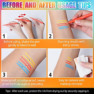 Drawdart 18 Colors Face Painting Markers, Water Resistance Sweatproof Halloween Face Body Paint Markers, Waterproof Tattoo Pen, Anti Smudge Face Paint Markers for Halloween Party Kids Adults