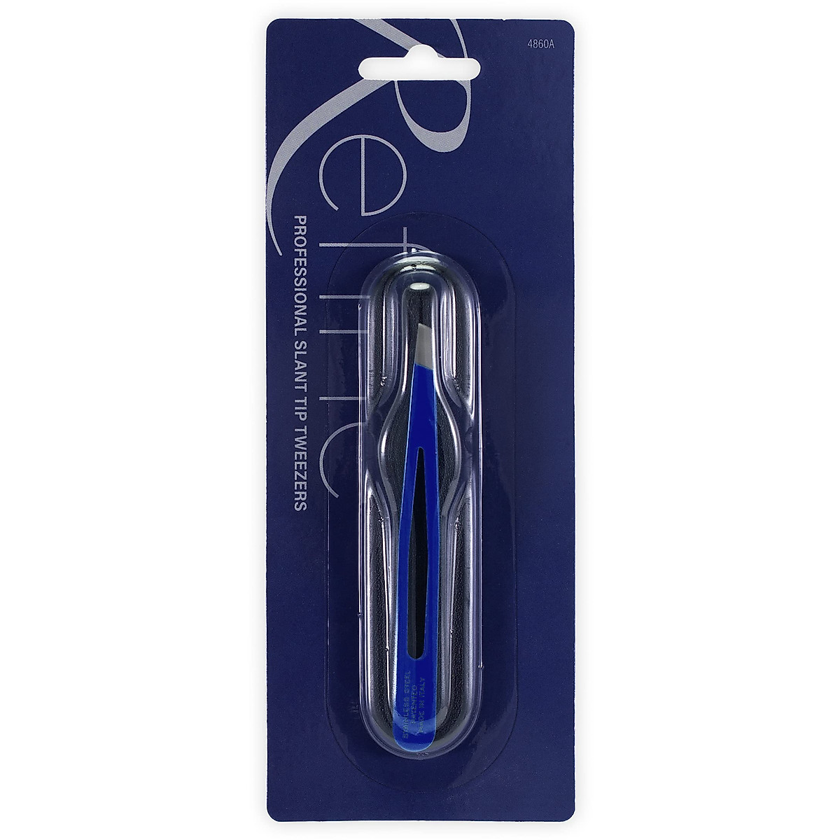 REFINE - Italy - Professional Precision Slant Tip Tweezers, Stainless Steel, 3.75", 1 Count