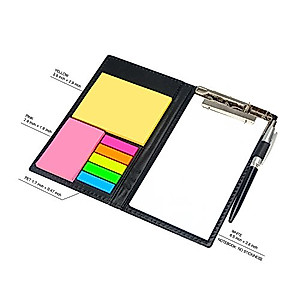 Sticky Notes Notebooks Colored Page Markers Bundle Set, Rectangular Notes and Index Tabs Flags Organizer, W/ Fashion Ballpoint Pen, Leather Look Design Holder,Office and Teacher Gift.YISEEK