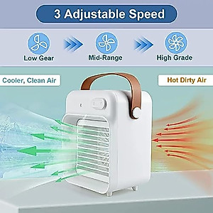 clleylise Portable Air Conditioner, Rechargeable Personal Air Cooler Quiet Desk Fan with 3 Speeds Small Air Condition Fan Mini Evaporative Cooler for Small Room Office Dorm and Outdoor