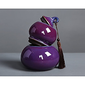 Kitchen Canisters Ceramic Food Storage Jar Gourd Shape with Metal Airtight Lid for Tea, Coffee, Herb, Sugar, Spice, Nuts