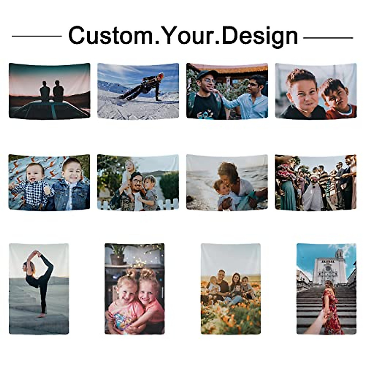 MecTo Custom Tapestry Upload Images Personalized poster Tapestry Customized Backdrop Tapestry Custom Flag wall Hanging for Bedroom Mother's Day, Father's Day, Wedding, Birthday(36 * 48in Vertical)