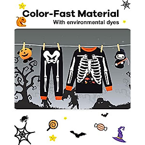 DAUGHTER QUEEN Boys Halloween Pajamas Set 100% Cotton Pjs Skull Pajamas for Boys Pj Kids Sleepwear Clothes Skeleton Jammies Size 11 12 10-12 Years