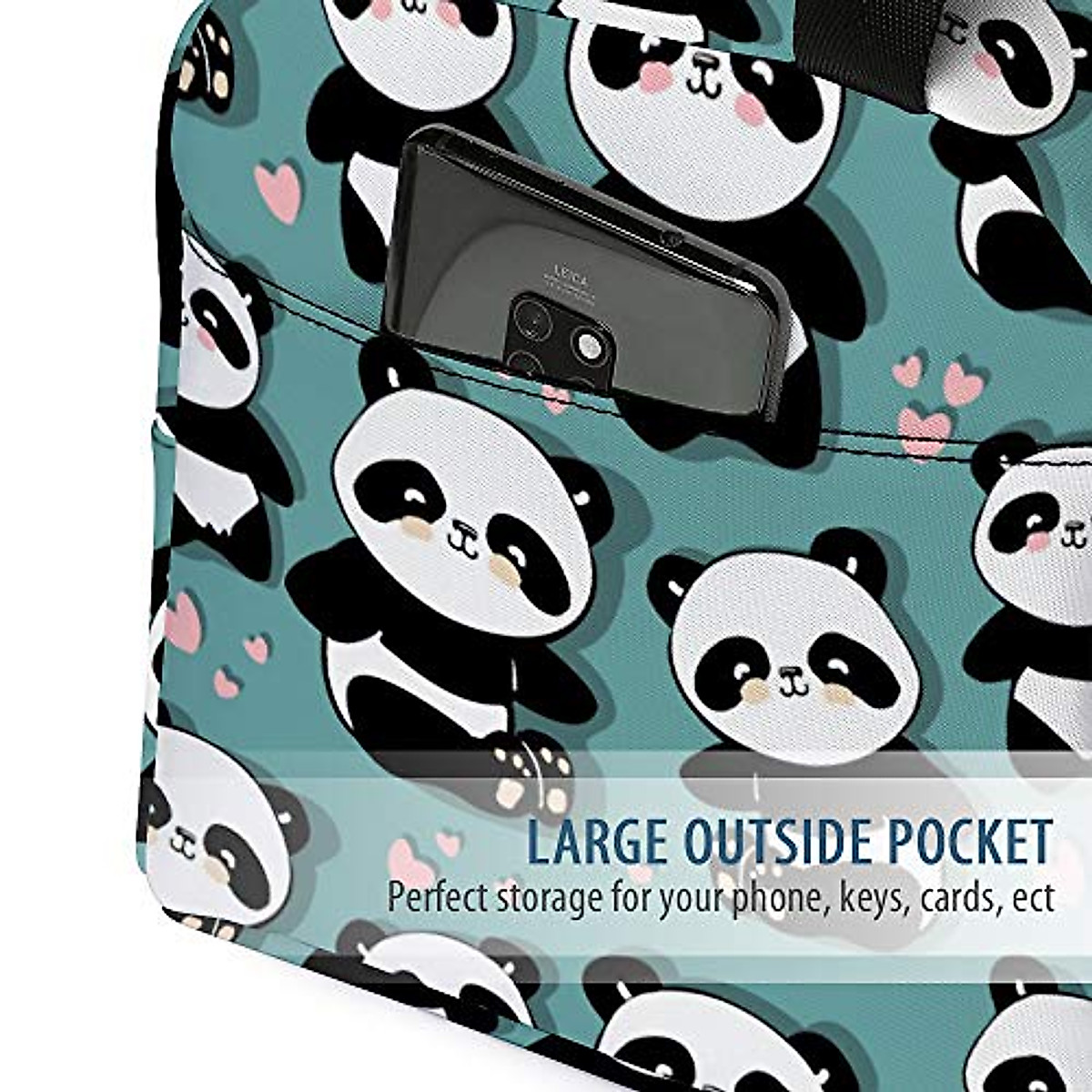 Panda Lunch Bag, Cute Kids Insulated Lunch Box Reusable Cooler Tote Bag Multi-functional School Lunch Container for Teen Boys Girls (Teal)