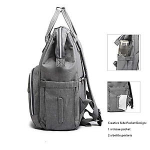 Starte Baby Diaper Bag Backpack with USB Charging Port &Stroller Hooks Travel Back Pack,Light Grey