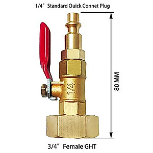 Lomodo Winterize Blowout Adapter Winterizing Tool with 1/4" Quick Connect Plug and 3/4" Garden Hose Threading, Brass Quick Fitting with Ball Valve for Blowing Out Water to Winterize Water Lines