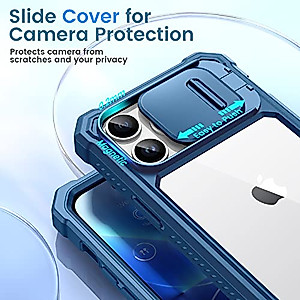 Ruky for iPhone 14 Pro Max Case with Camera Cover, iPhone 14 Pro Max Phone Case Built-in Screen Protector Full Body Protection Heavy Duty Case Boys Men for iPhone 14 Pro Max 6.7", Blue