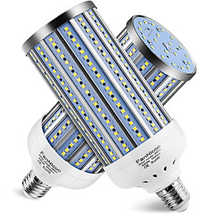 FanNicoo 2 Pack 500W Equivalent LED Corn Light Bulb 5500 Lumen 6500K 60W Large Area Cool Daylight White E26/E27 Medium Base for Outdoor Indoor Garage Warehouse Factory Workshop Street Backyard