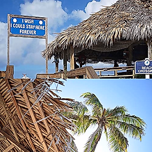 16.5ft Tiki Straw Roof Thatch-Mexican Style Artificial Palm Thatch Rolls Tiki Bar Hut Grass Duck Boat Blinds Grass Palapa Thatch Roofing for Garden Patio Umbrella Fence Party Decoration (198'' x 16")