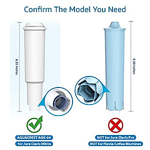 AQUACREST TÜV SÜD Certified Coffee Machine Water Filter, Replacement for Jura® Clearyl White, 64553, 7520, 60209, 68739, 62911 - Including Various Models of Nespresso®, Impressa®, 6 Pack