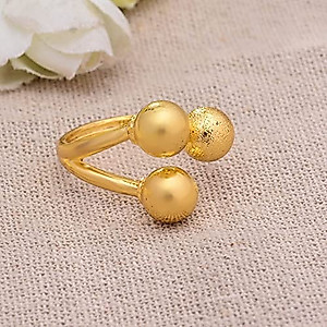 Dubai France 24K Bead Round Gold Color Rings Dubai Rings for Women Twist African Round Party Wedding Gifts Rings Gift