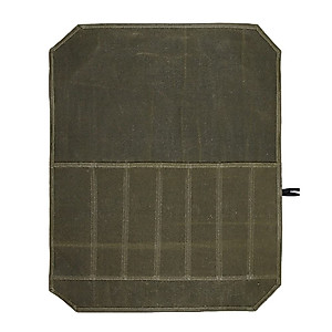 Knife Storage Bags and Rolls, Waxed Canvas Chefs Knife Carrier Holder, Cooking Knives and Utensils Wrap Bag, 7 Pockets Portable Protector Case for Kitchen Tools (Green)