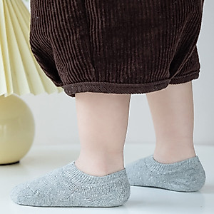JORMATT 6 Pairs Toddler No Show Socks Thin Little Girls Boys Baby No Show Socks Cotton Soft Anti Slip Low Cut Ankle Socks With Grips, S