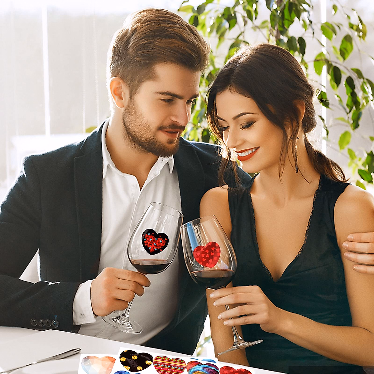 HOWAF Valentine's Day Heart Shape Stickers, Valentine's Day Labels Stickers Sheets, Valentines Day Decorative Stickers for Valentines Party Decorations Supplies, Happy Valentine’s Day Self Adhesive Stickers