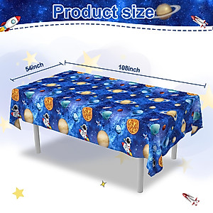 3 Pack Space Tablecloth Outer Space Themed Birthday Party Supplies Decorations First Trip Around The Sun Decorations Solar System Galaxy Planets Astronaut Party for Kids (54" X108")