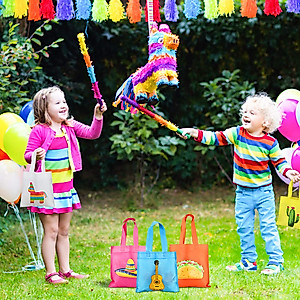 20 Pcs Fiesta Cinco de Mayo Goodie Treat Bags, Fiesta Treat Candy Goodie Gift Nonwoven Bags Reusable for Fiesta Themed Baby Shower Bachelorette Party Favor Mexican Theme Party Decorations, 8 by 8