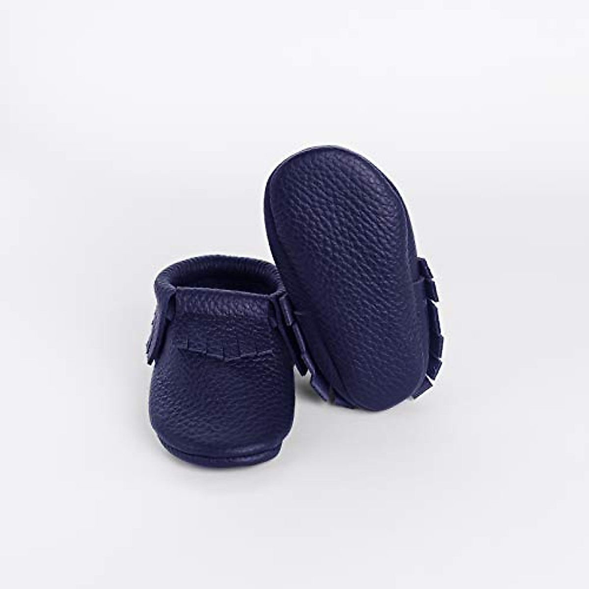 Fringe Baby Moccasins (Italian Leather) Baby Moccasins Soft Sole Baby Shoes Newborns, Infants & Toddlers - Handmade Genuine Leather Baby Moccasins Fringes Boys & Girl (Navy Blue, Numeric_6_Point_5)