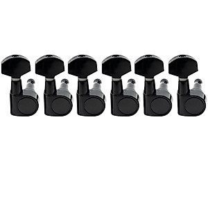 Musiclily Pro 6-in-line 15:1 Ratio 2-Pin Full Sealed Machine Heads Tuners Tuning Pegs Keys with Hex Button for SQ Strat Tele Style Electric Guitar, Black