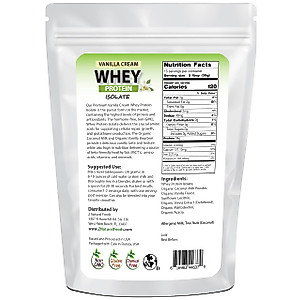Z Natural Foods Vanilla Cream Whey Protein Isolate, Nutrition-Rich, Flavorful Protein Powder for Heart Health and Immunity, Great in Tea, Coffee, Smoothie, Non-GMO, Gluten-Free, Kosher, 1 lb.