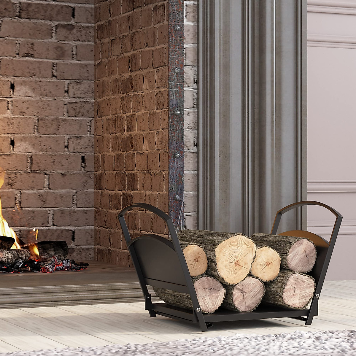 Fireplace Log Holder Folding Firewood Rack,Stacking Rack,Storage Rack for Firewood, Indoor, Outdoor,Heavy Duty Steel