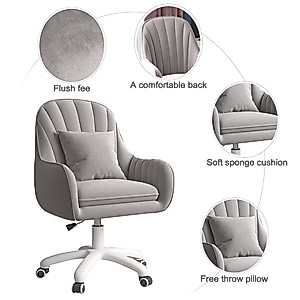 XUEGW Home Office Chair Computer Chair with Mid-Back Upholstered Modern Tufted Computer Task Chair Swivel Height Adjustable Velvet Accent Chair