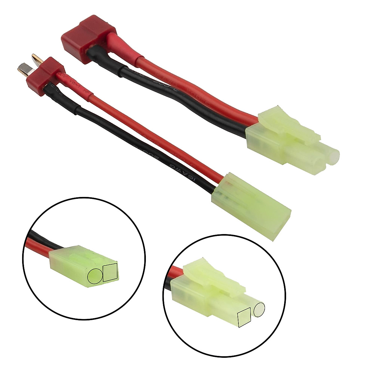 3Pairs ShareGoo Adapter Compatible with Mini Tamiya Style (Reversed) to T-Plug Deans Adapter with 8cm 16AWG Wire Cable for Airsoft Gun