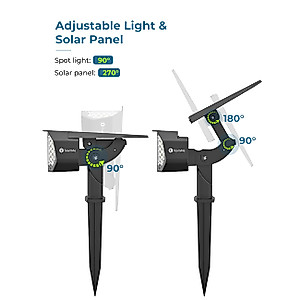 TeamMe 35 LEDs Solar Outdoor Lights, 2-in-1 Upgraded Solar Powered Landscape Spot Lights, Auto On/Off Wall Light for Garden Yard Driveway Pool, IP67 Waterproof Solar Flood Spotlights, 2 Packs