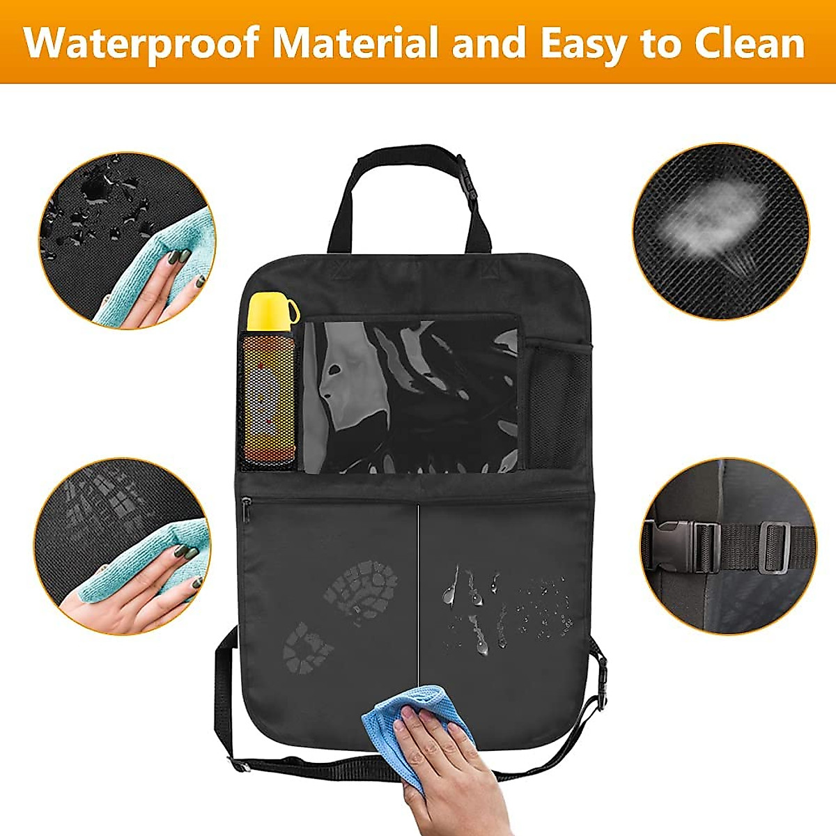 EUBSWA Backseat Anti Kick Mat for Kids 2 Pack with Storage Pockets, Car Travel Accessories,Backseat Car Organizer Kick Mats Backseat Organizers Auto Back Seat Protector