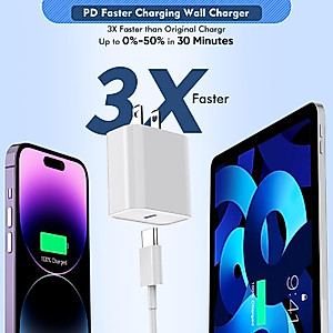 Long Apple iPhone Fast Charger [Apple MFi Certified] 2Pack PD Type C Wall Charger Fast Charging Apple Adapter 6.6FT USB-C to Lightning Cable Apple Chargers for iPhone 14/13/12/Pro/Max/11/XR/8/SE/iPad