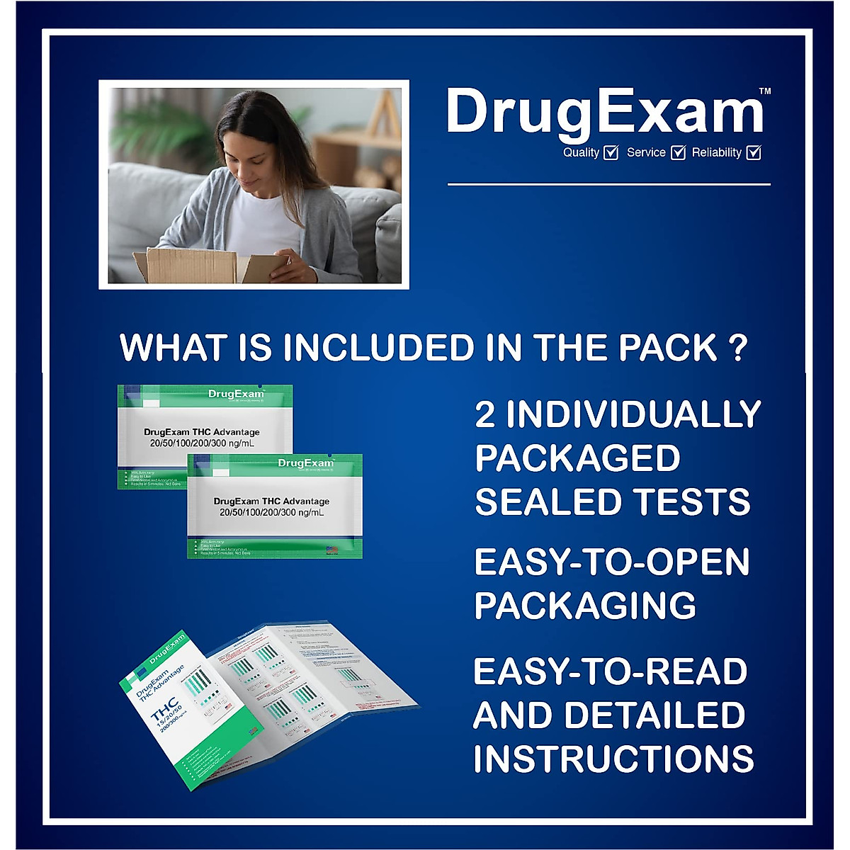 2 Pack - DrugExam THC Advantage Made in USA Multi Level Marijuana Home Urine Test Kit. Highly Sensitive THC 5 Level Drug Test Kit. Detects at 20 ng/mL, 50 ng/mL, 100 ng/mL, 200 ng/mL and 300 ng/mL (2)