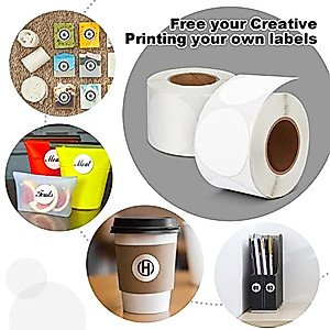 Dadarolly 2'' Round Thermal Labels, Circle Sticker Labels for Thank You Stickers Inventory, DIY Logo and Color Coding, Compatible with Munbyn, Rollo, Idrpt, Lablerange, Zebra, White, 1 Roll 500 Labels
