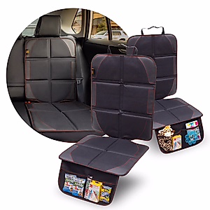 MARMEHS Car Seat Protectors, Car Seat Protector for Child Car Seat Indents, Dirt & Spills, Thick-Padded & Waterproof Seat Protectors for Vehicles, Universal Car Seat Protector with Pockets, 2 Pack