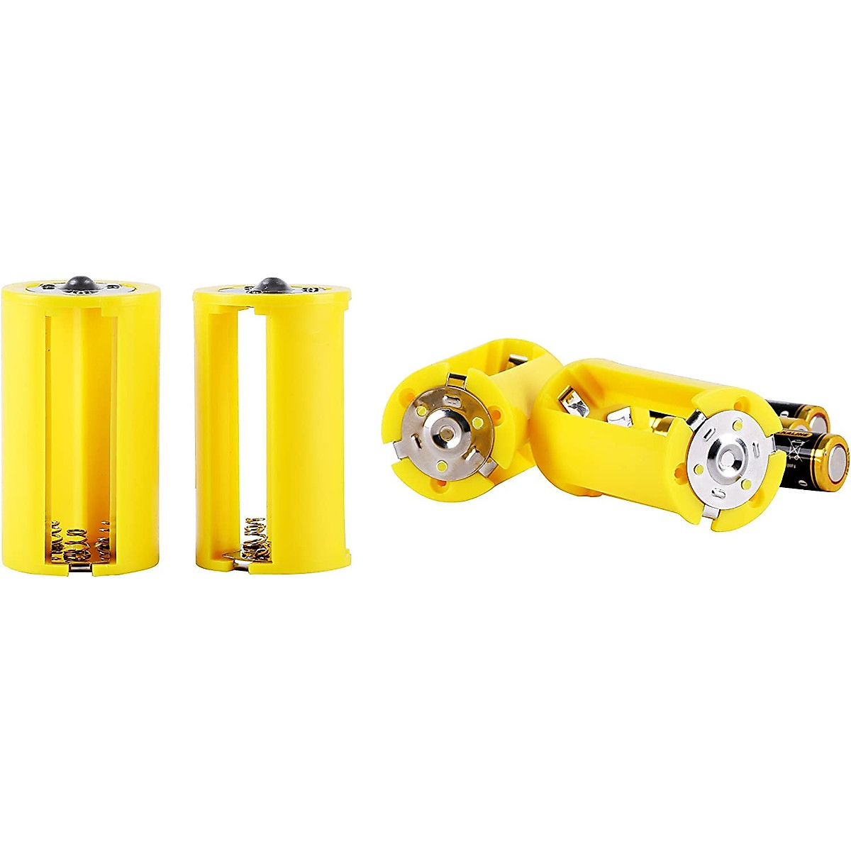 Whizzotech Parallel AA to D Battery Adapters Holder 1.5V Output Case Box 3 AA to 1 D Converter Pack of 8 (Yellow)