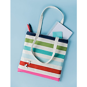 Kate Spade New York Canvas Tote Bag with Interior Pocket, Candy Stripe