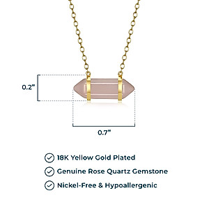 MORGAN & PAIGE Rose Quartz Crystal Chakra Point Necklace in 18K Gold Plated Sterling Silver for Women