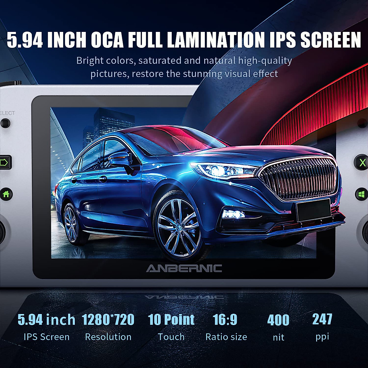 Daxceirry WIN600 Video Handheld PC Game Console Win 10 Edition 8G DDR4 with 256G M.2 SSD, Support Steam OS with AMD Athlon Silver 3050e 5.94in OCA Full Lamination IPS Screen