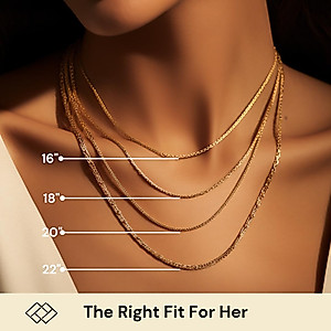 ITALIAN FASHIONS 14K Solid Gold Italian White Gold 1.5mm Flat Open wheat Link Chain Necklace- Made in Italy-14 Karat with Lobster Claw Clasp Include Gift Box with Order 22 Inches