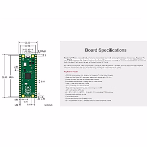 Ingcool Raspberry Pi Pico Microcontroller Board with Pre-soldered Header Low-Cost, High-Performance,Based on RP2040 Chip, Dual-core Arm Cortex M0+ Processor,Flexible Clock Running up to 133 MHz