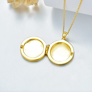 Rikelus Gold Locket Necklace for Women Real Gold Photo Lockets That Holds Picture